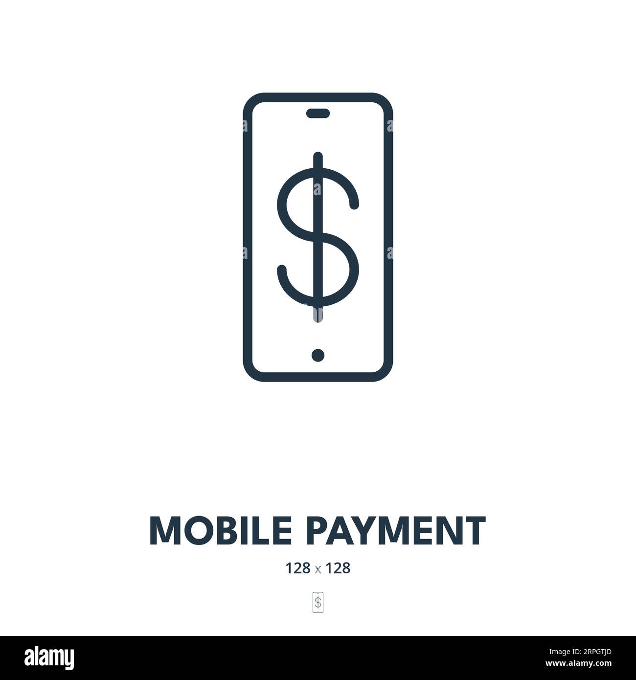 Mobile Payment Icon. Smartphone, Buy, Purchase. Editable Stroke. Simple Vector Icon Stock Vector ...