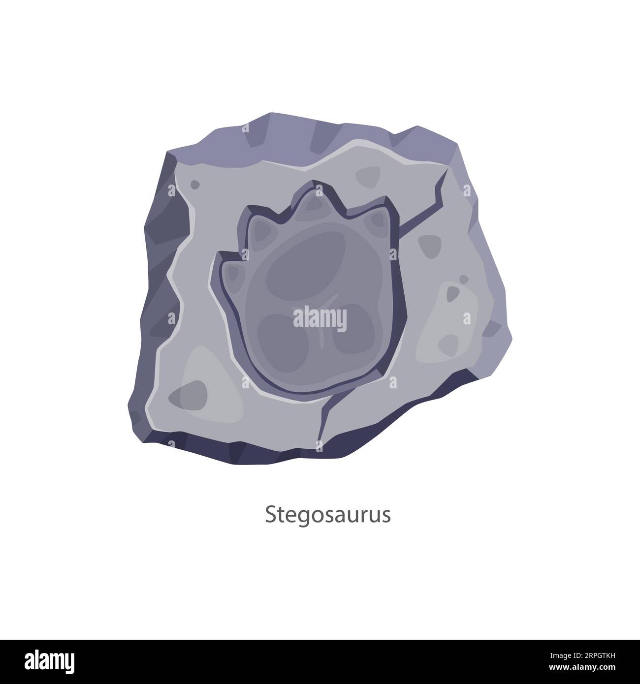 Ancient stegosaurus dinosaur footprint, archaeology fossil. Isolated ...