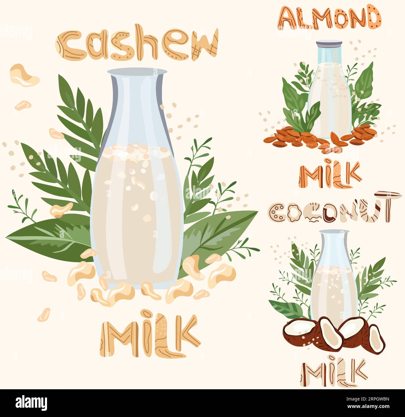Plant based milk concept, Alternative, non dairy drinks for health ...