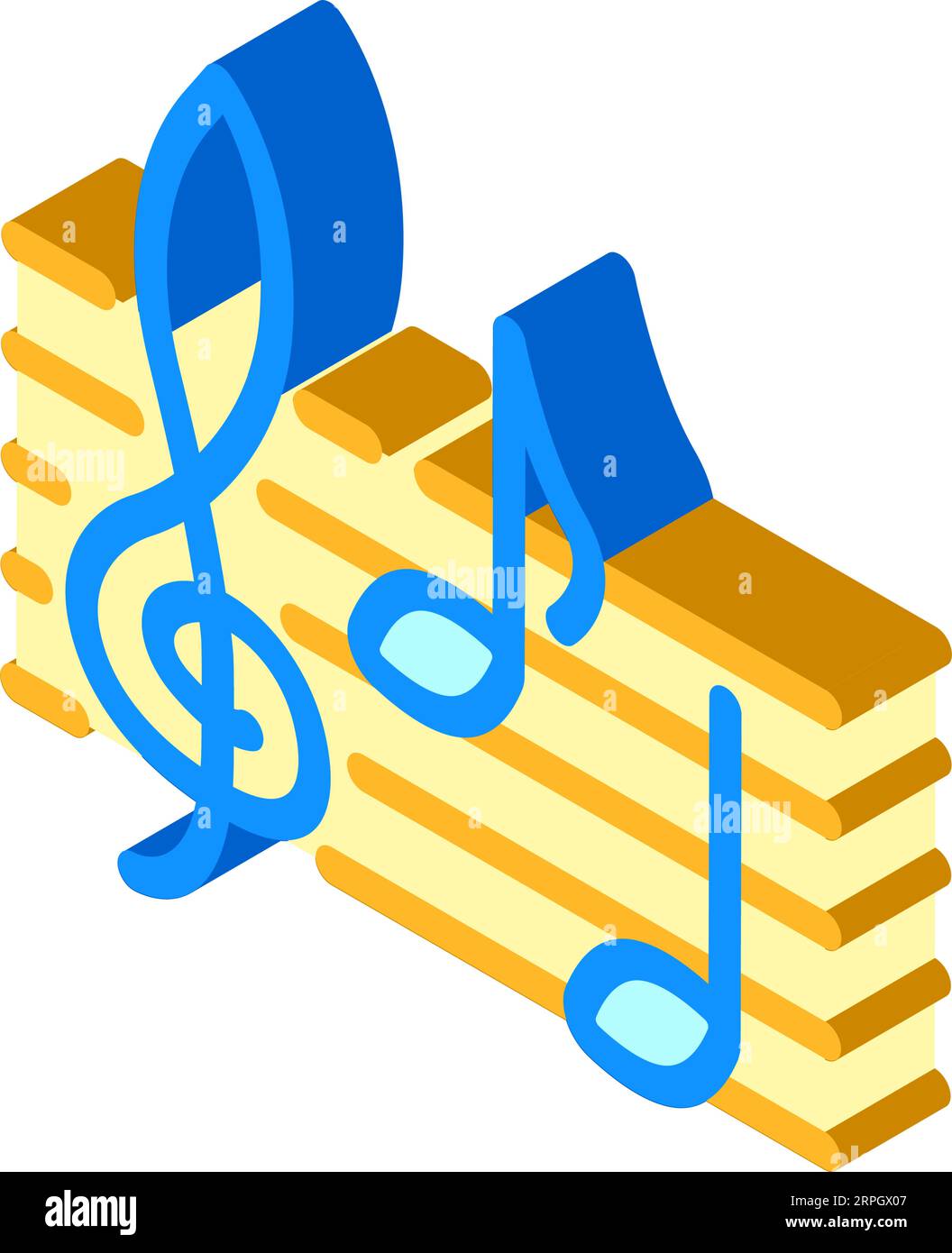 music notes retro isometric icon vector illustration Stock Vector Image ...