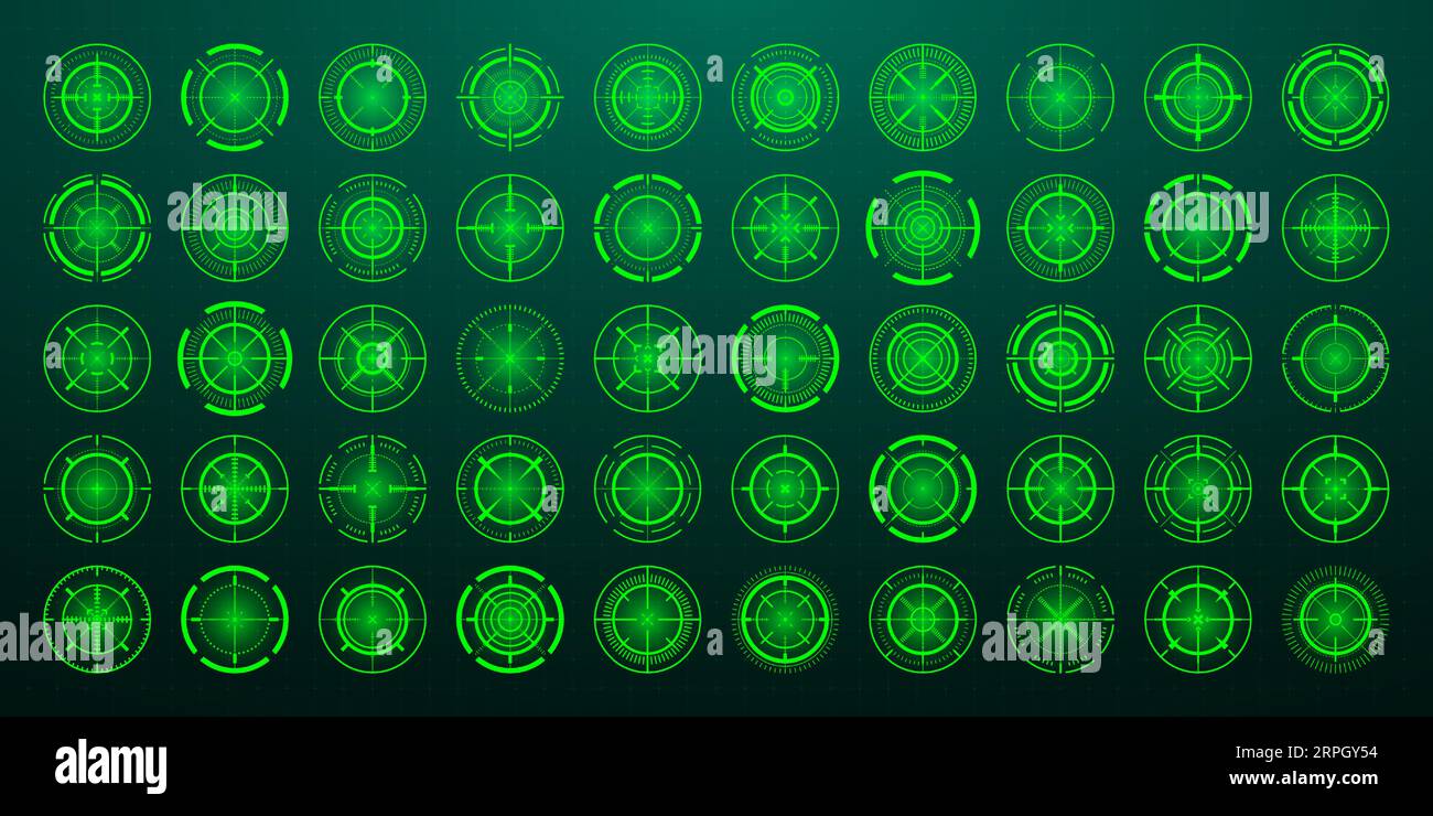 Crosshair, gun sight vector icons. Bullseye, black target or aim symbol ...