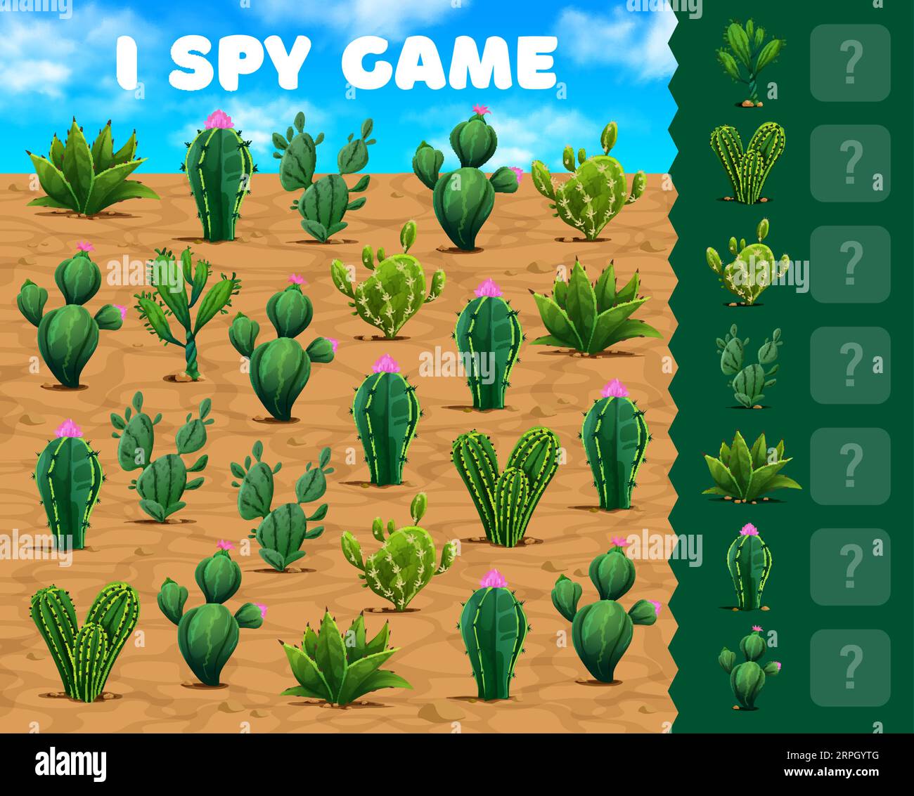 I spy game worksheet. Mexican prickly cactus succulents. Calculation ...