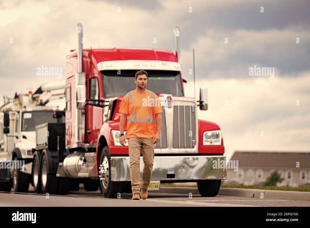 truck driver represents logistics. truck driver shows concept of ...