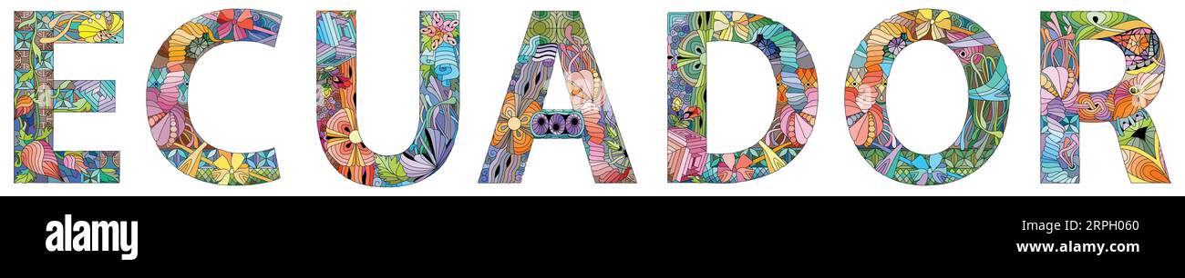 Vector word Ecuador. Hand-painted art design. Illustration for t -shirt ...
