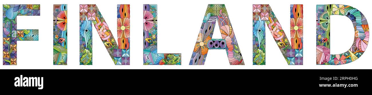 Vector word Finland. Hand-painted art design. Illustration for t -shirt ...
