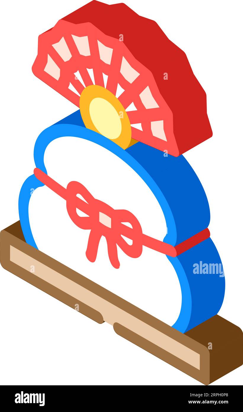 kagami mochi decoration shintoism isometric icon vector illustration ...