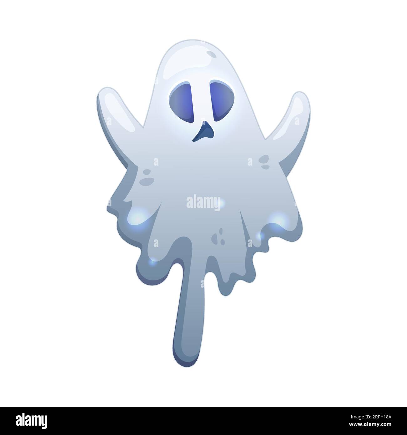 Cute ghost that flies above the ground for Halloween. Cartoon style ...