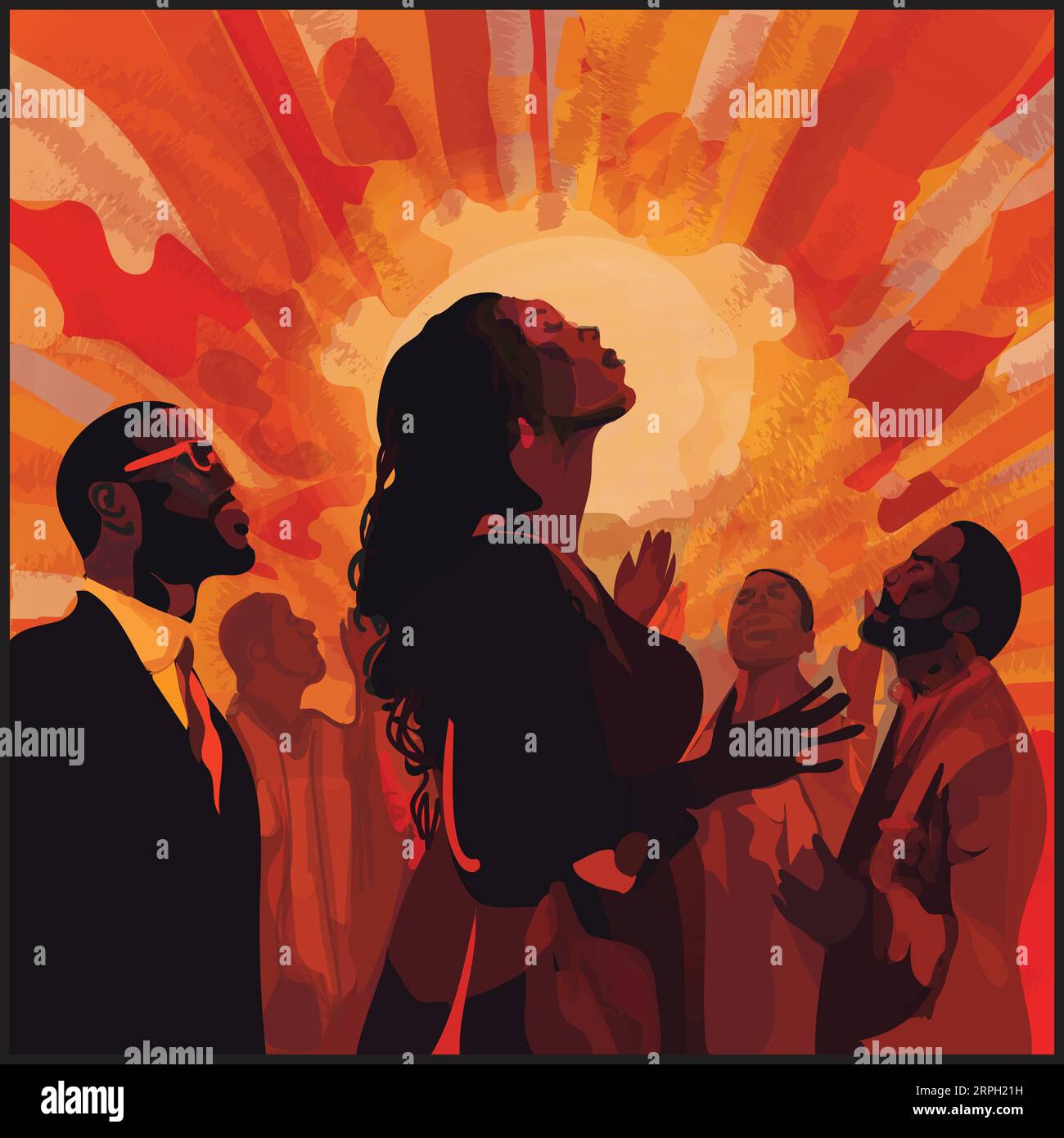 Vector illustration of the concept of a religious awakening or ...