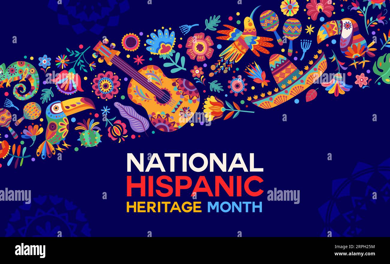 Ethnic National Hispanic Heritage Month Festival Banner With Tropical