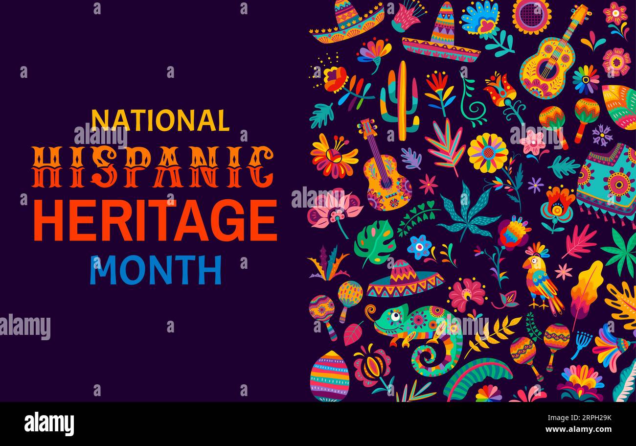 National Hispanic Heritage Month banner. Latin America culture ethnic holiday poster, Hispanic ...