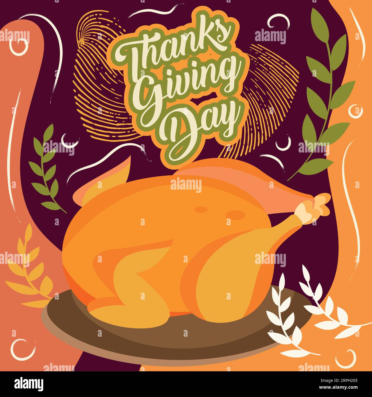 Isolated roasted turkey Thanksgiving day poster Vector Stock Vector ...