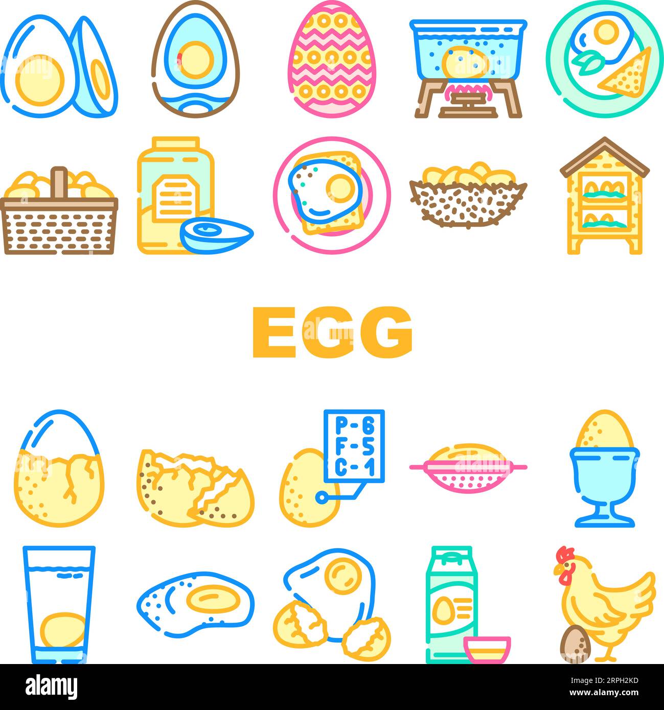chicken egg farm brown icons set vector Stock Vector Image & Art - Alamy