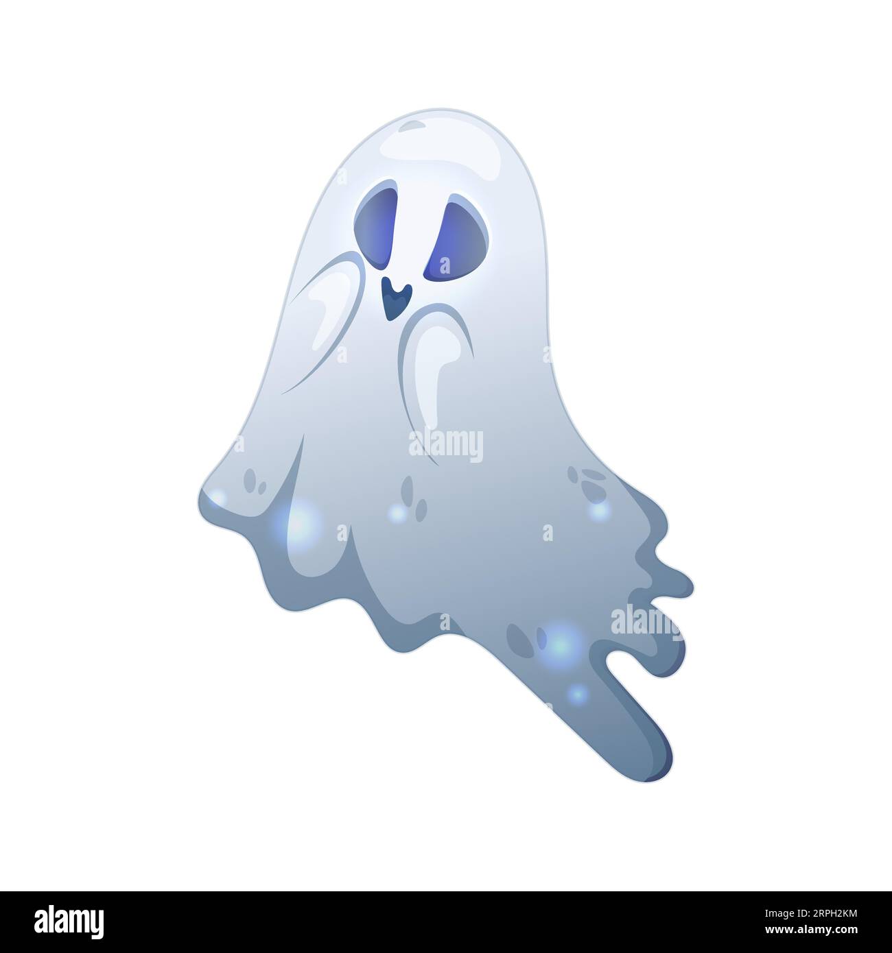Cute ghost that flies above the ground for Halloween. Cartoon style ...