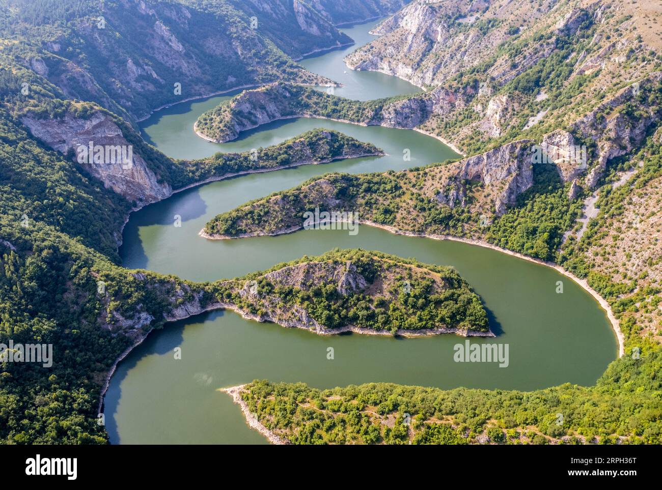 Aerial view to viewpoint Vidikovac Molitva, with curved meanders in ...