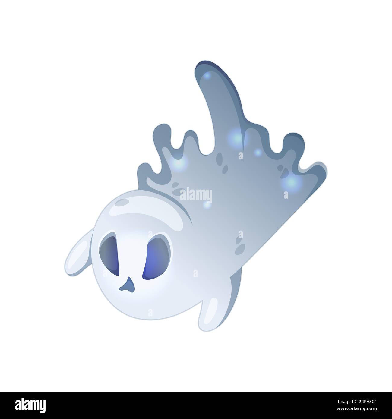 Cute ghost that flies above the ground for Halloween. Cartoon style ...