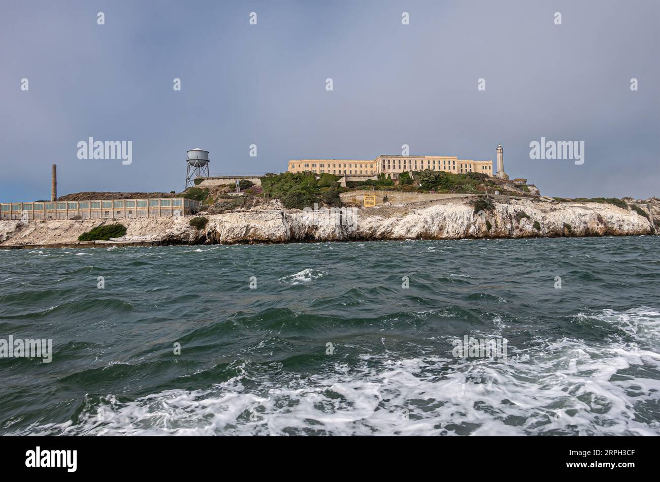 San Francisco, CA, USA - July 12, 2023: Alcatraz Island NW tip with ...