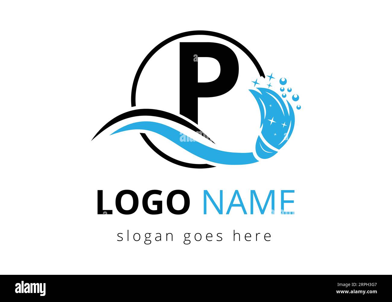 Letter P cleaning service logo design template Stock Vector Image & Art ...