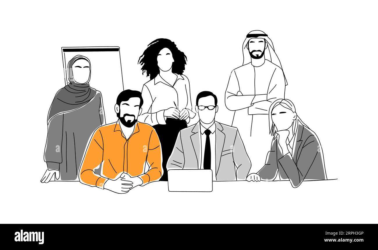 Business team work scene vector art illustration Stock Vector Image ...