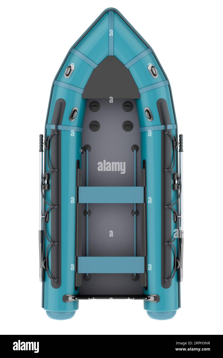 Inflatable boat, lightweight boat, top view. 3D rendering isolated on ...