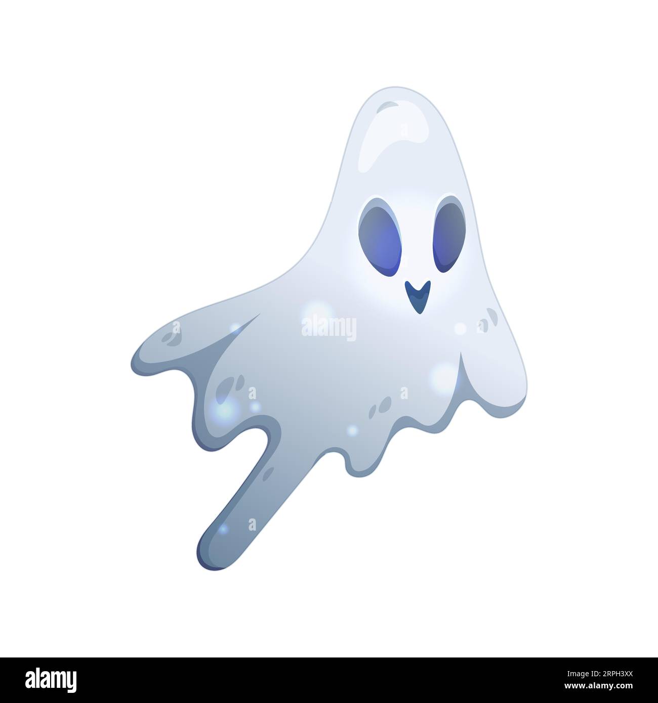 Cute ghost that flies above the ground for Halloween. Cartoon style ...