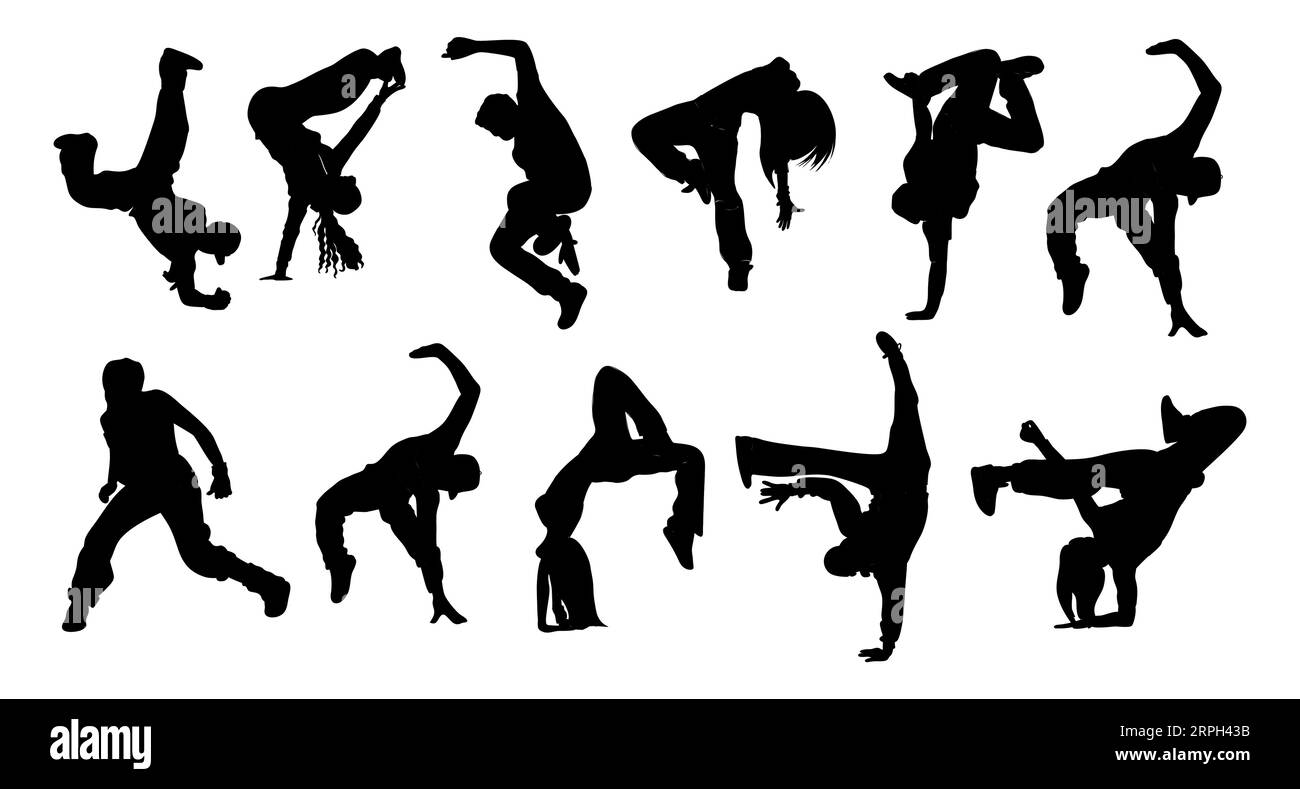Set of break dancer silhouettes vector isolated Stock Vector Image ...
