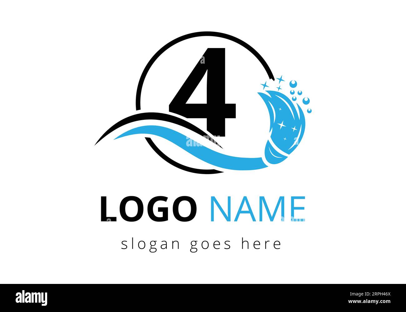 Letter 4 cleaning service logo design template Stock Vector Image & Art ...