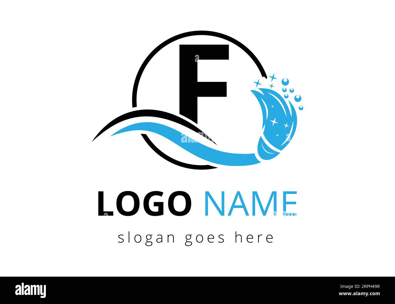 Letter F cleaning service logo design template Stock Vector Image & Art ...