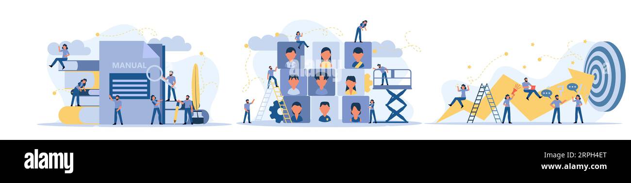 Business progress man and woman vector success challenge employee ...