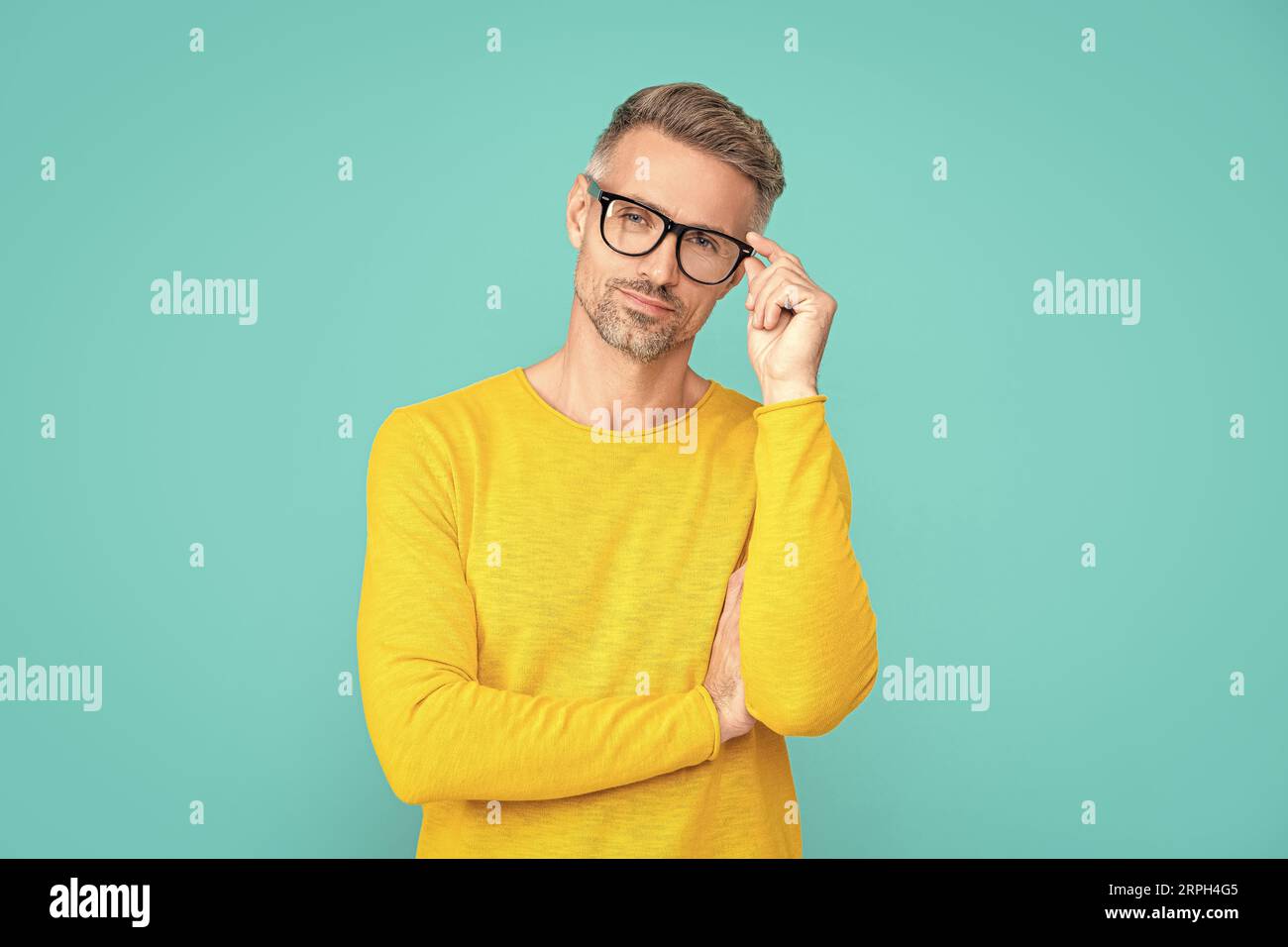 grizzled man look in eyewear on background. photo of man look in ...