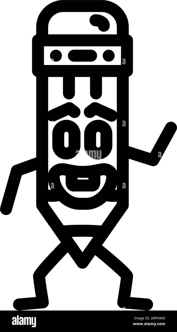 office pen character line icon vector illustration Stock Vector Image ...