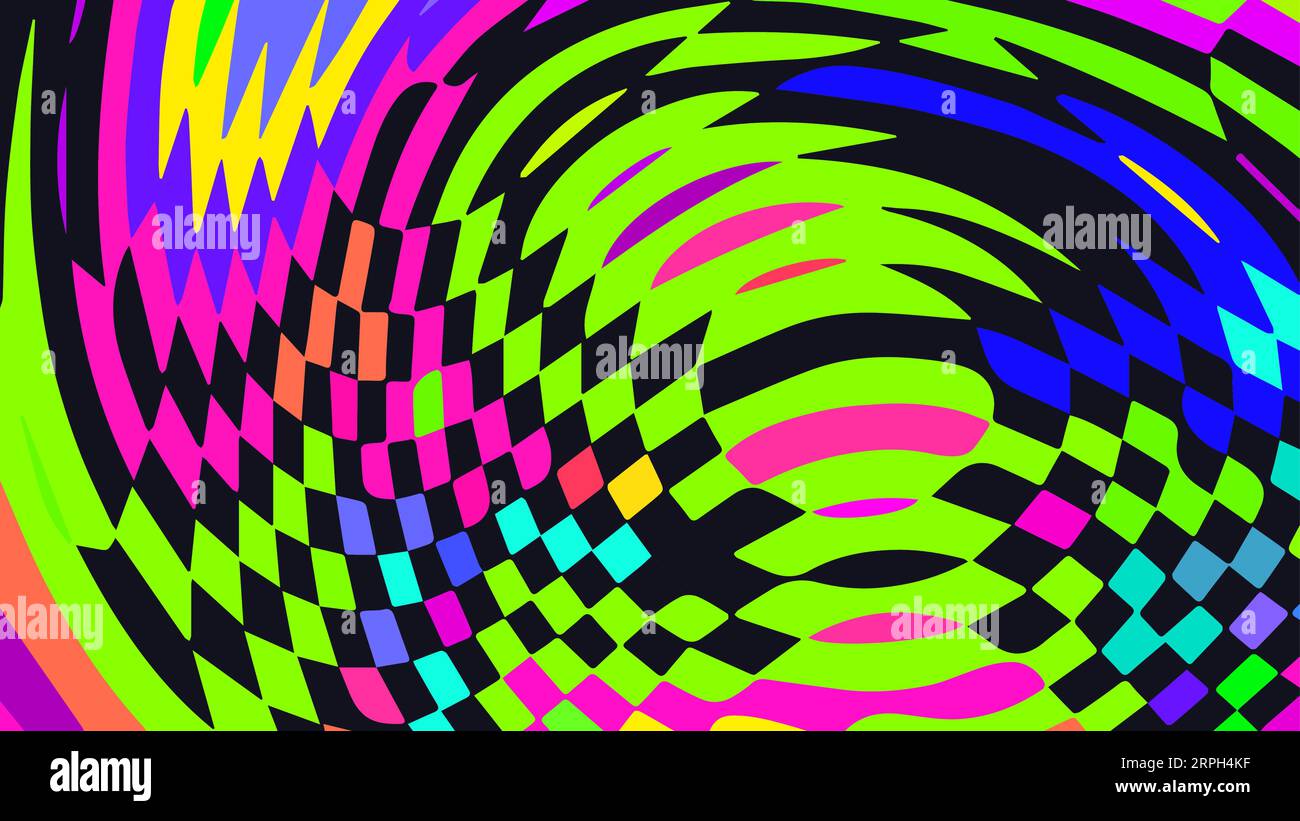 Distorted twisted checkered background. Trippy strip psychedelic ...