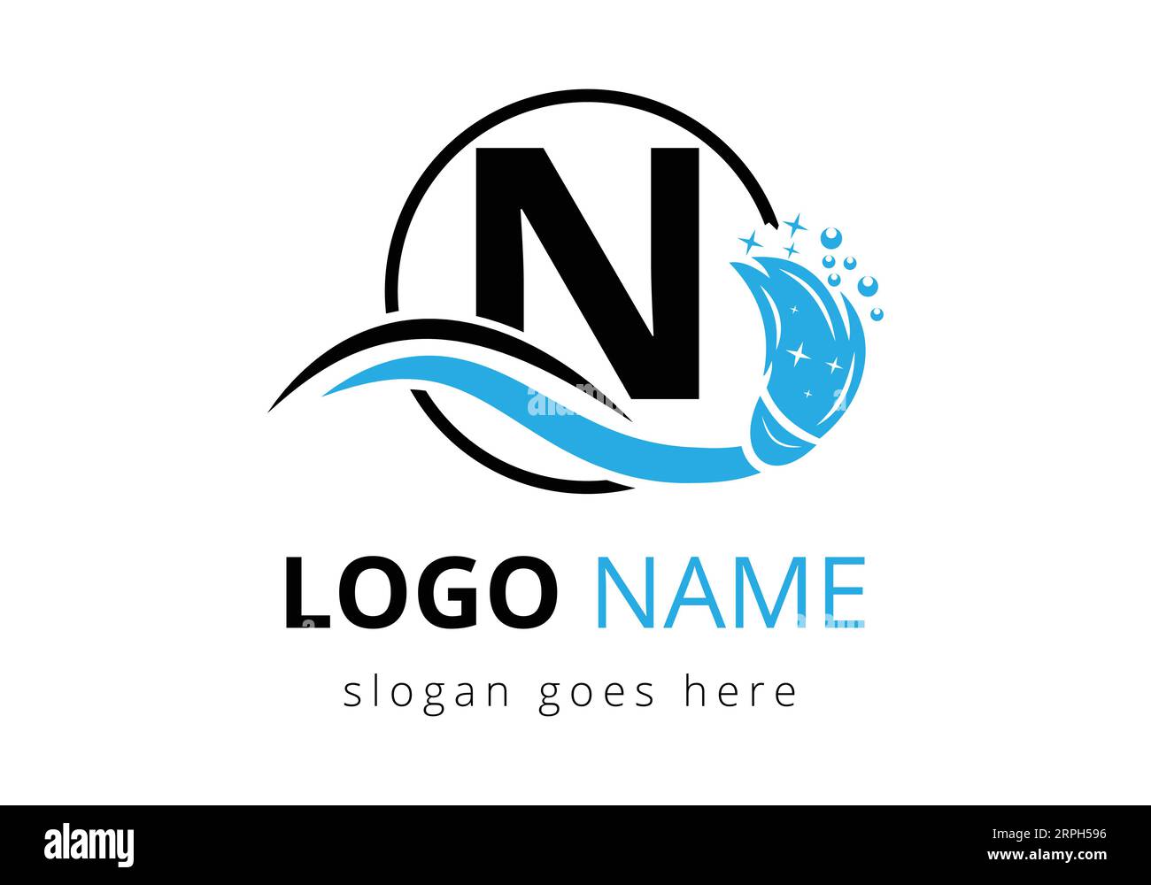 Letter N cleaning service logo design template Stock Vector Image & Art ...