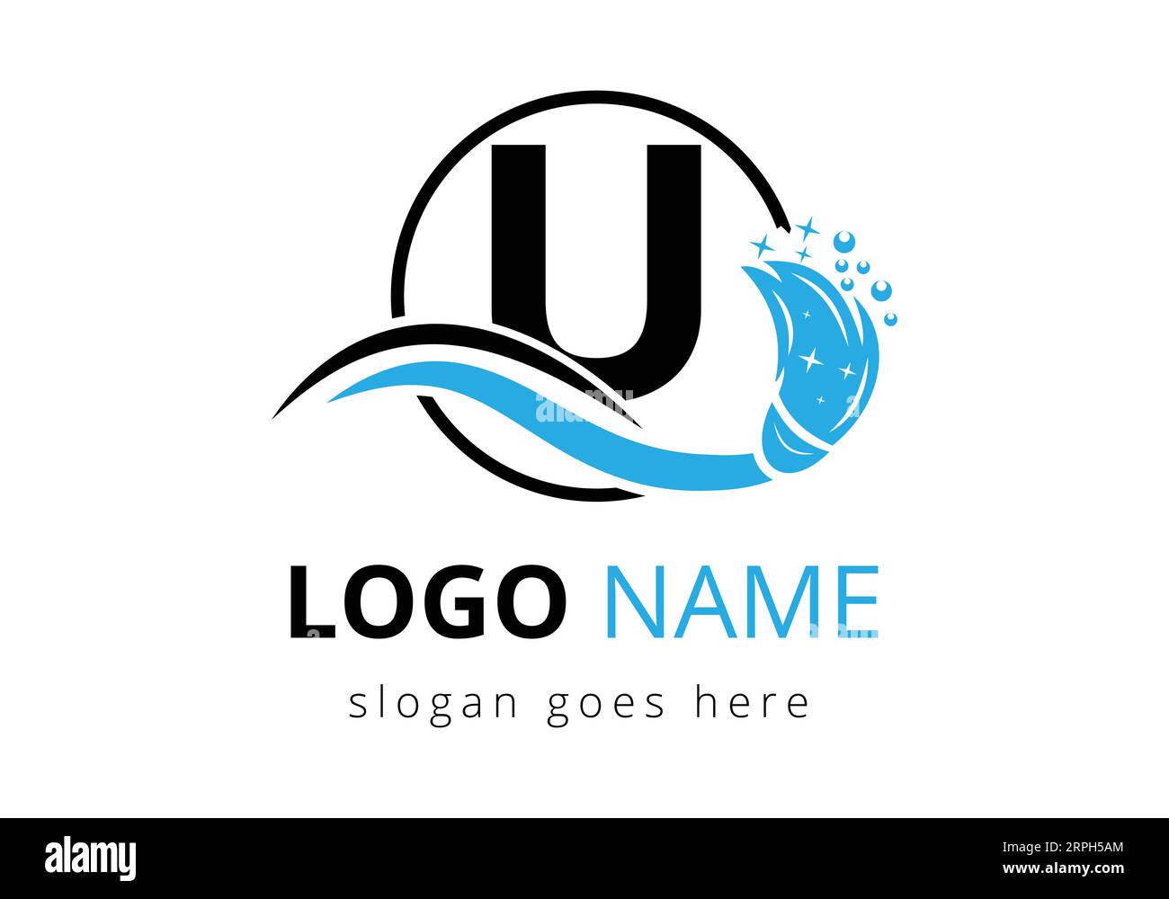 Letter U cleaning service logo design template Stock Vector Image & Art ...