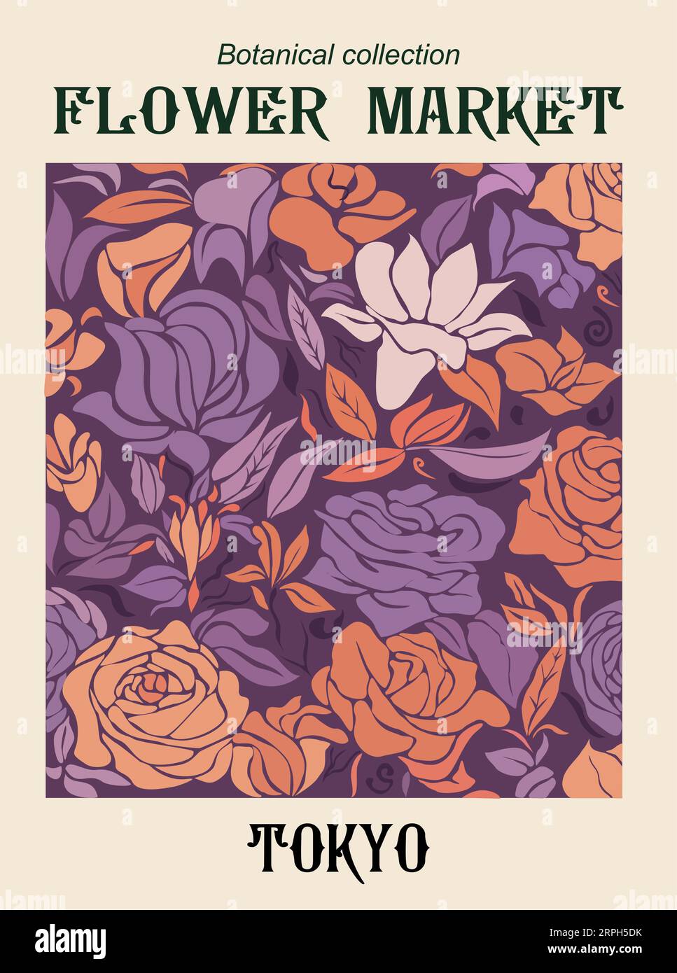 Abstract Flower Market Tokyo poster vector art Stock Vector Image & Art ...