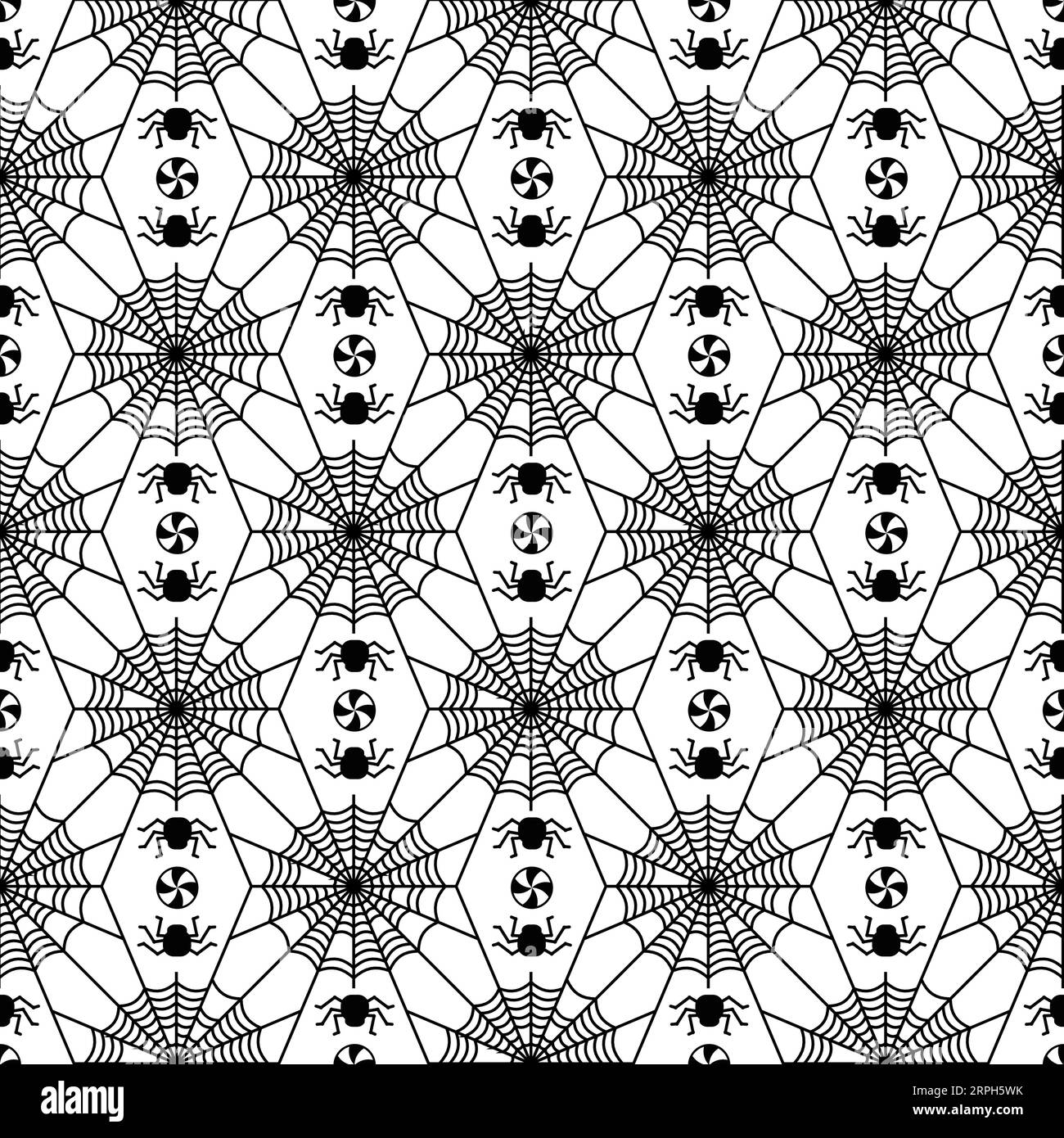 Symmetrical spider web seamless pattern. Modern geometric halloween ...