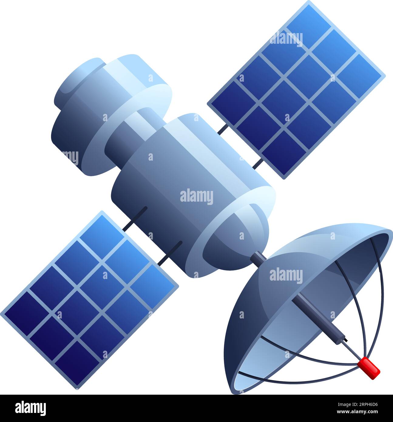 Space satellite cartoon icon. Shuttle with solar panels and antenna ...