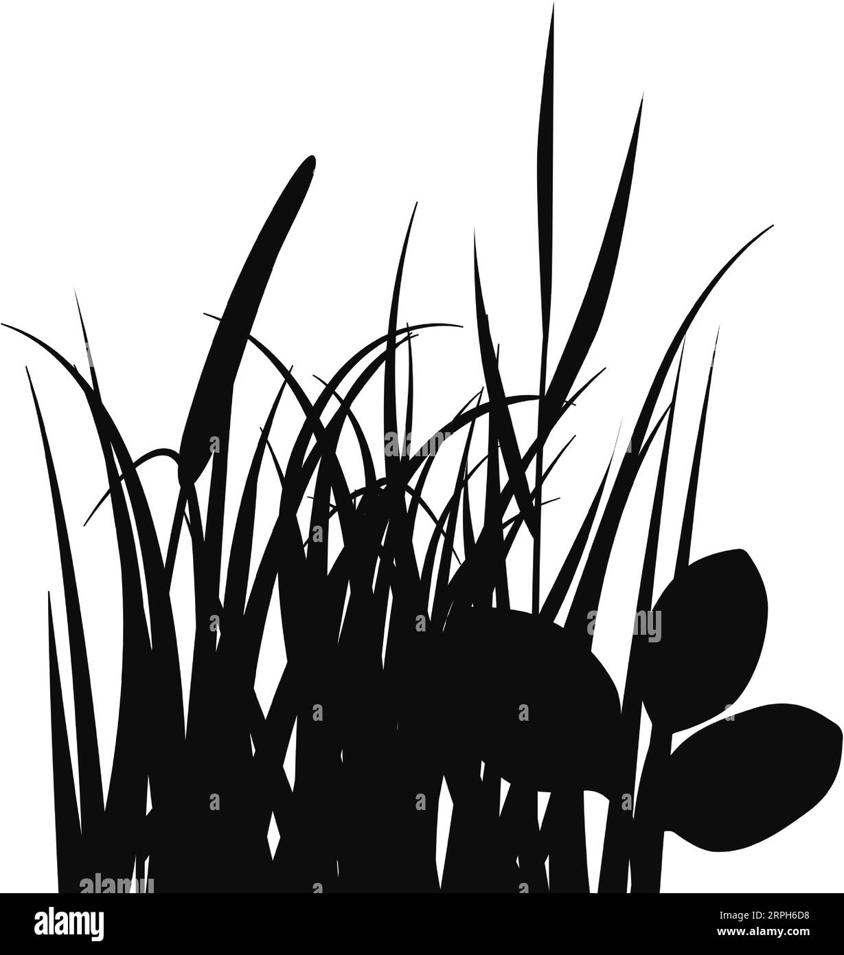 Grass blades black silhouette. Lawn patch element Stock Vector Image ...