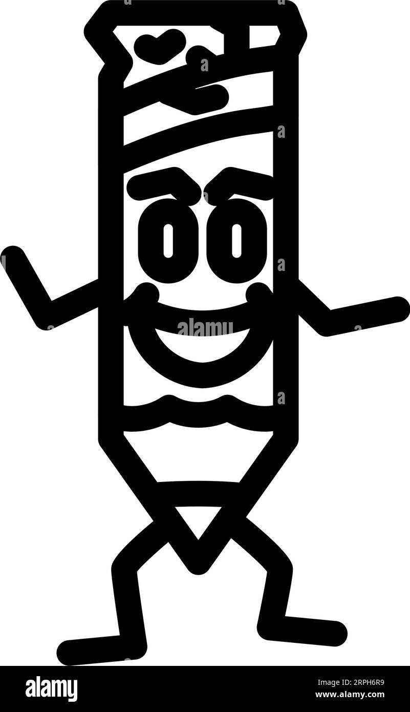 pencil pen character line icon vector illustration Stock Vector Image ...