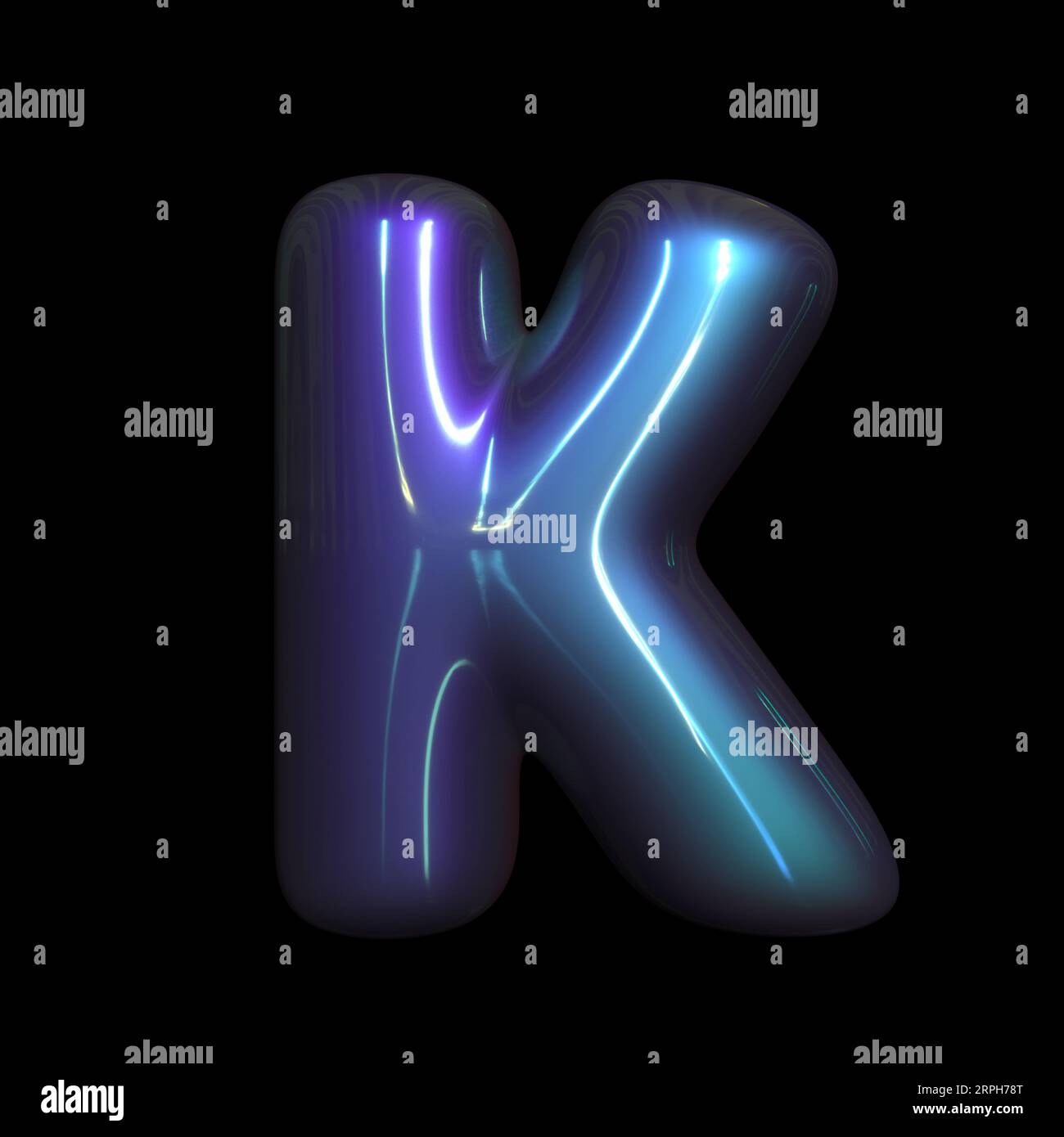 Letter K In Blue Fire
