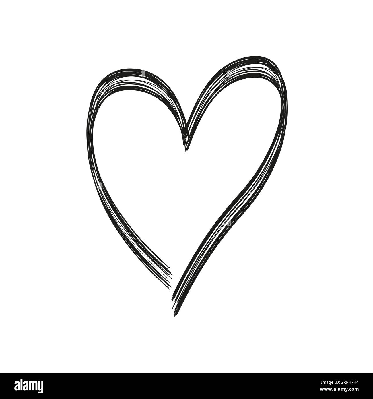 Brush stroke artsy heart shape. Hand-drawn vector illustration Stock ...