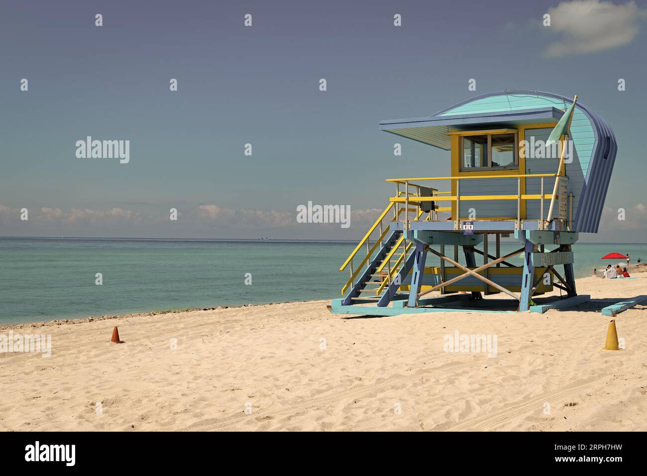 blue lifeguard at miami beach with copy space. lifeguard at miami beach ...