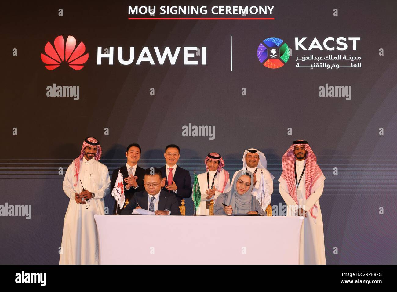 Riyadh, Saudi Arabia. 4th Sep, 2023. Representatives from Huawei and a ...