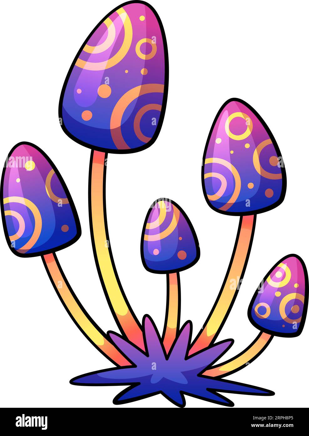Magic Mushroom Growing Hallucinogenic Fungus Colorful Plants Stock Vector Image And Art Alamy