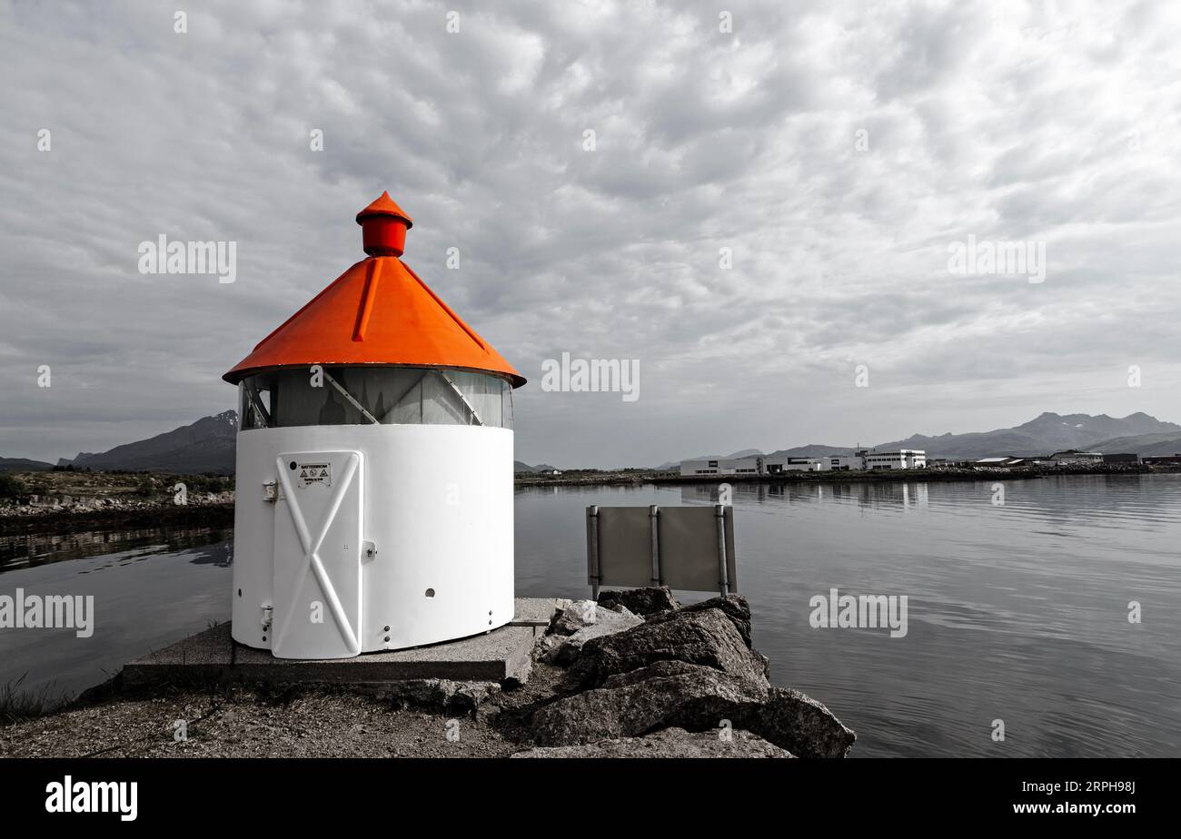 Lighthouse, Gravdal Marina, Lofoten Islands, Nordland County, Norway ...