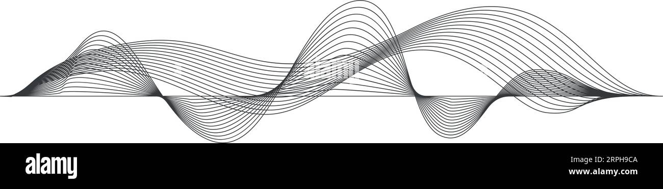 Audio wave. Black line amplitude smooth signal Stock Vector Image & Art ...
