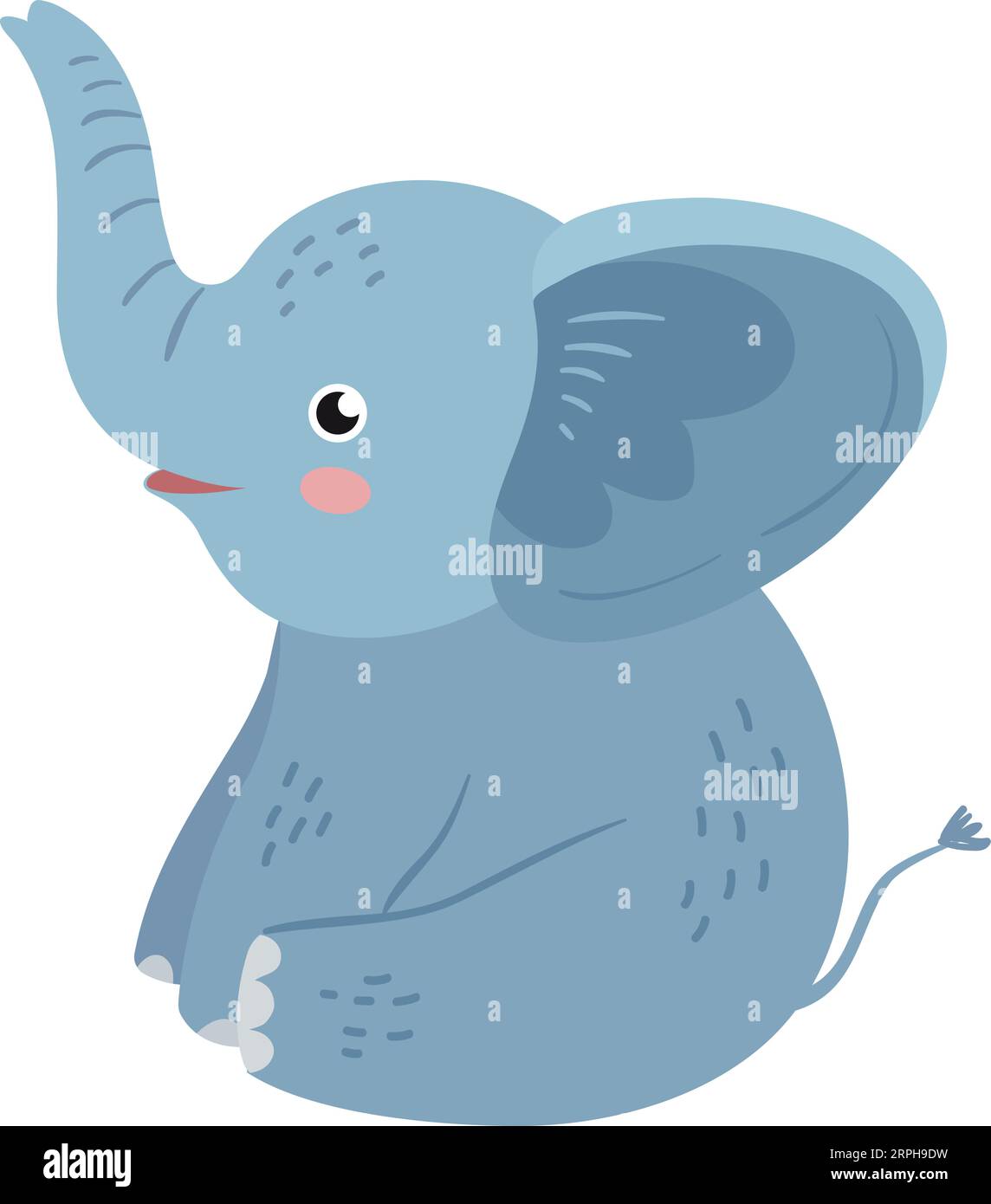 Baby elephant smiling. Cute childish style mascot Stock Vector Image ...