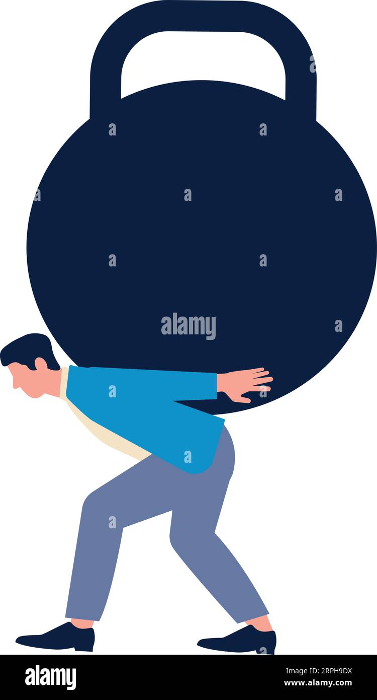 Man carrying heavy weight kettlebell. Hard job Stock Vector Image & Art ...