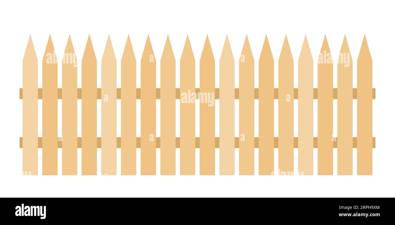 Wood fence simple flat vector. Cartoon style picket fence isolated ...