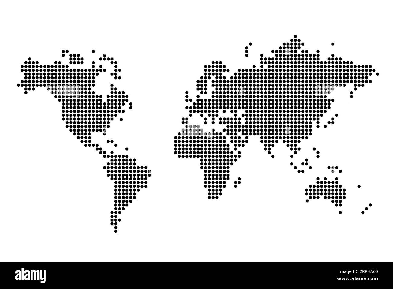 World map dotted style. Simple flat design isolated vector world map. Black on white Stock ...