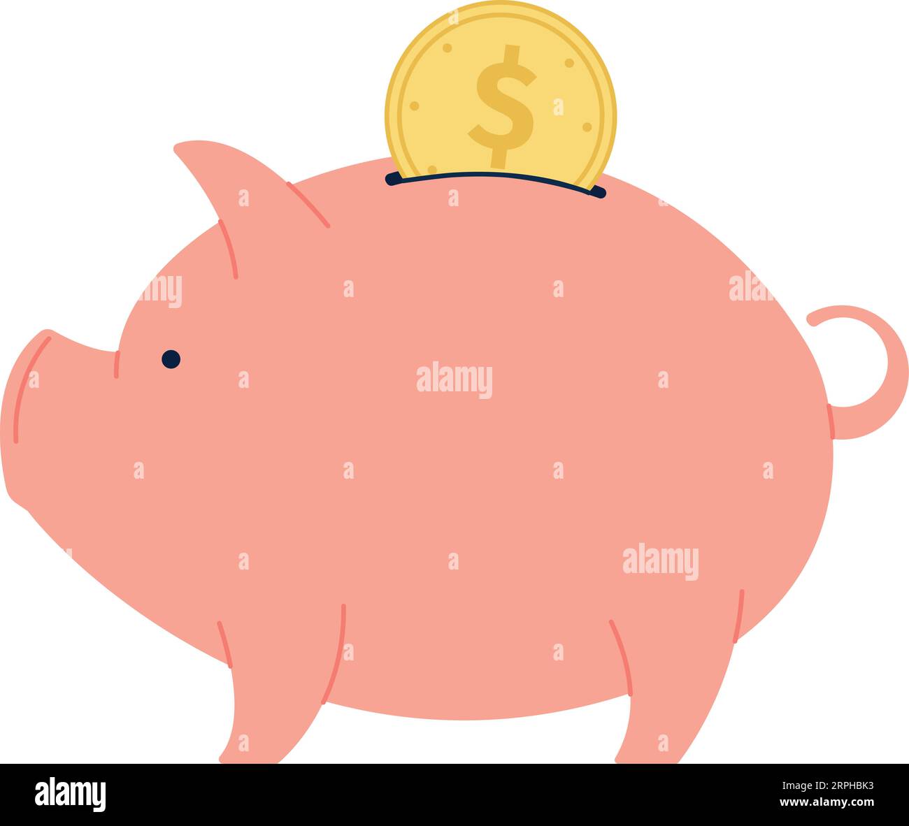 Money pig with golden coin. Savings color icon Stock Vector Image & Art ...